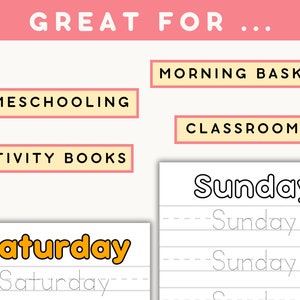 Days of the Week Tracing, Printable Kindergarten Worksheets, Monday ...