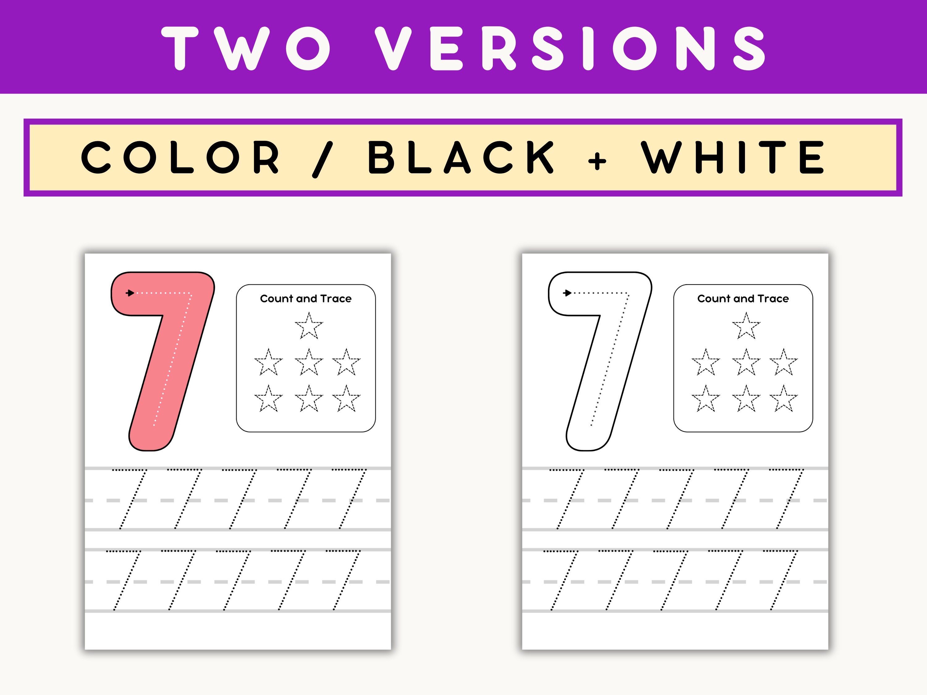 Counting Tracing Worksheets, Numbers 1-9 Printable, Count and Draw - Etsy