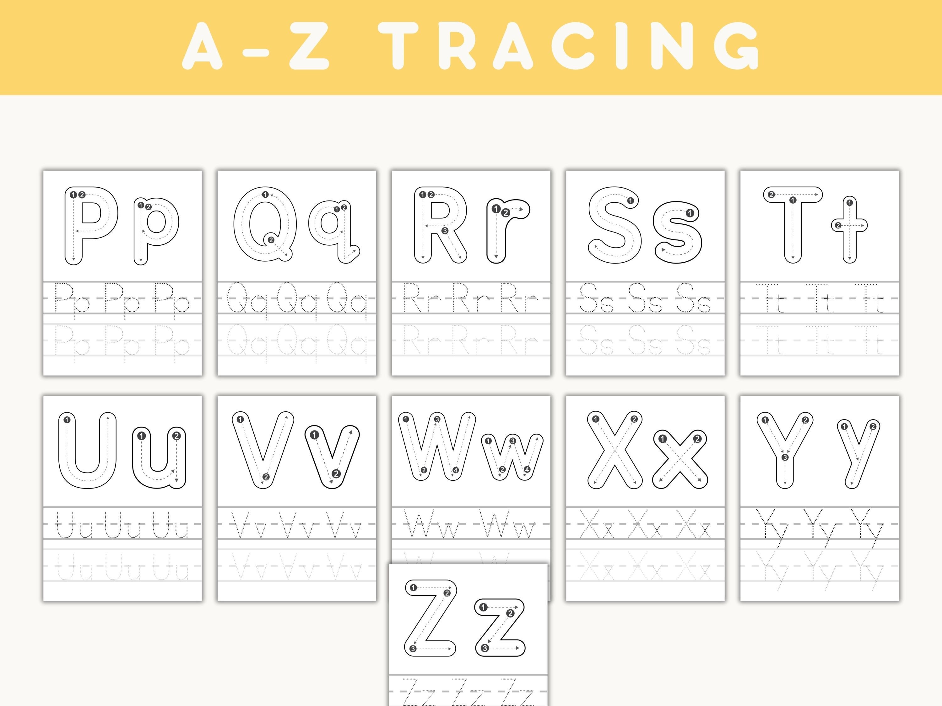 Tracing Letters Printable, A to Z Alphabet Worksheets Pdf, Uppercase ...