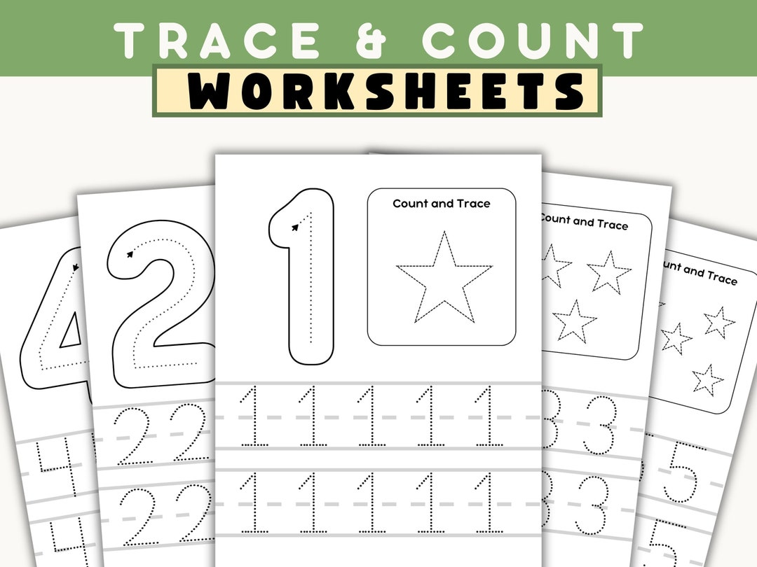 Trace and Count Worksheets, Printable Numbers 1-9 PDF, Teaching Numbers ...