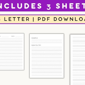 Printable Handwriting Paper, Writing Lines Template, Preschool Guided ...