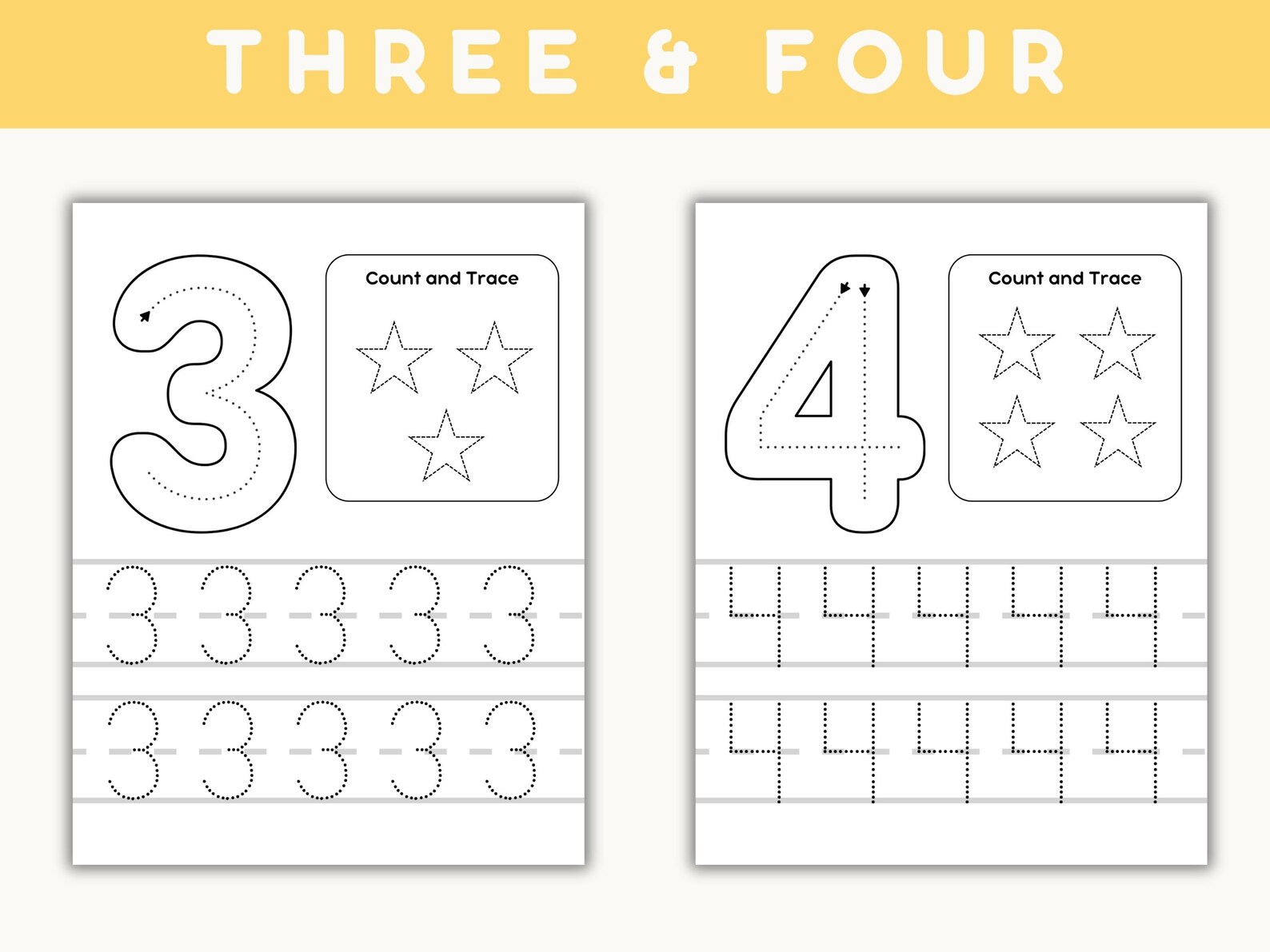 Trace and Count Worksheets, Printable Numbers 1-9 PDF, Teaching Numbers ...
