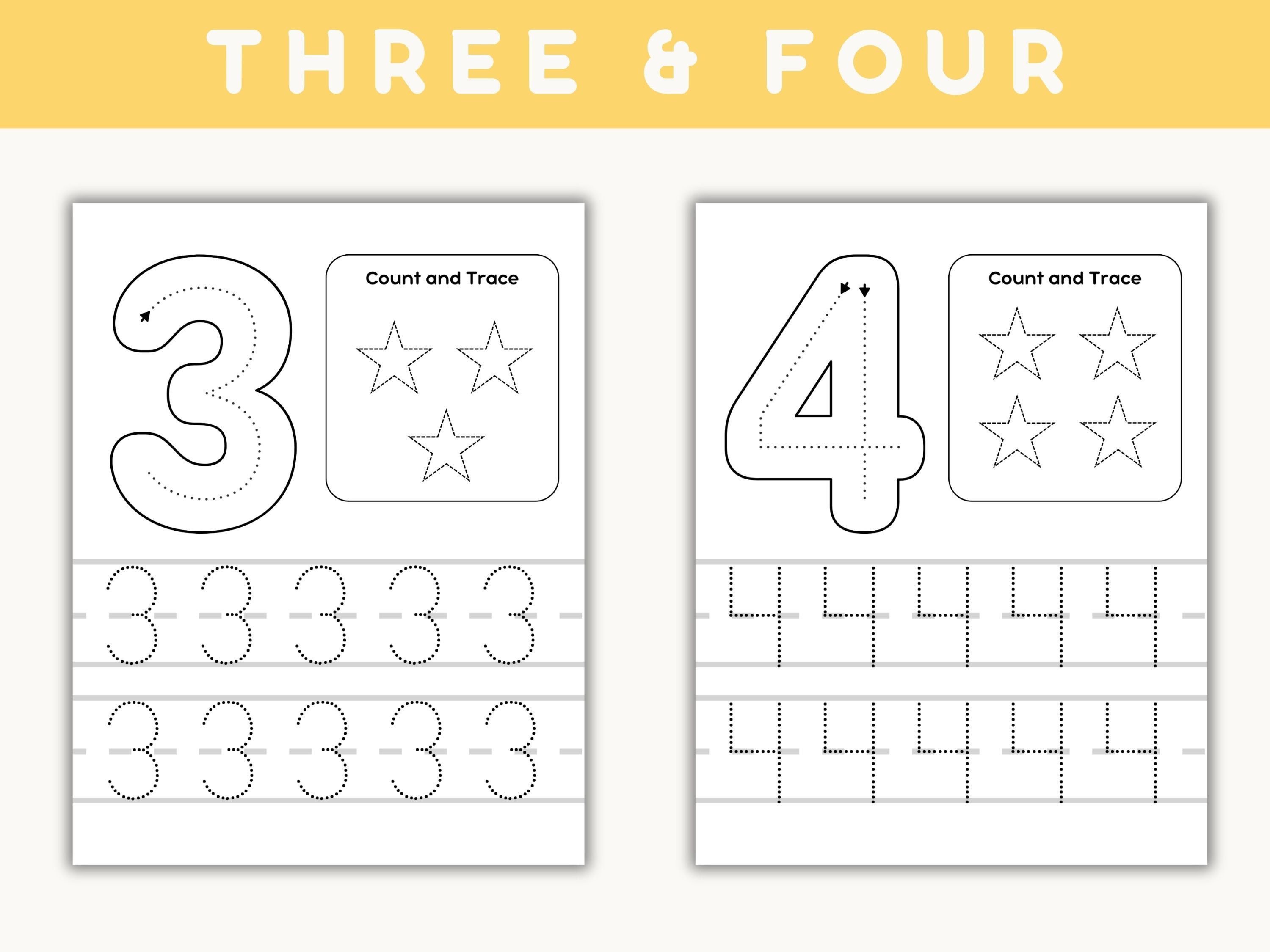 Trace and Count Worksheets, Printable Numbers 1-9 PDF, Teaching Numbers ...