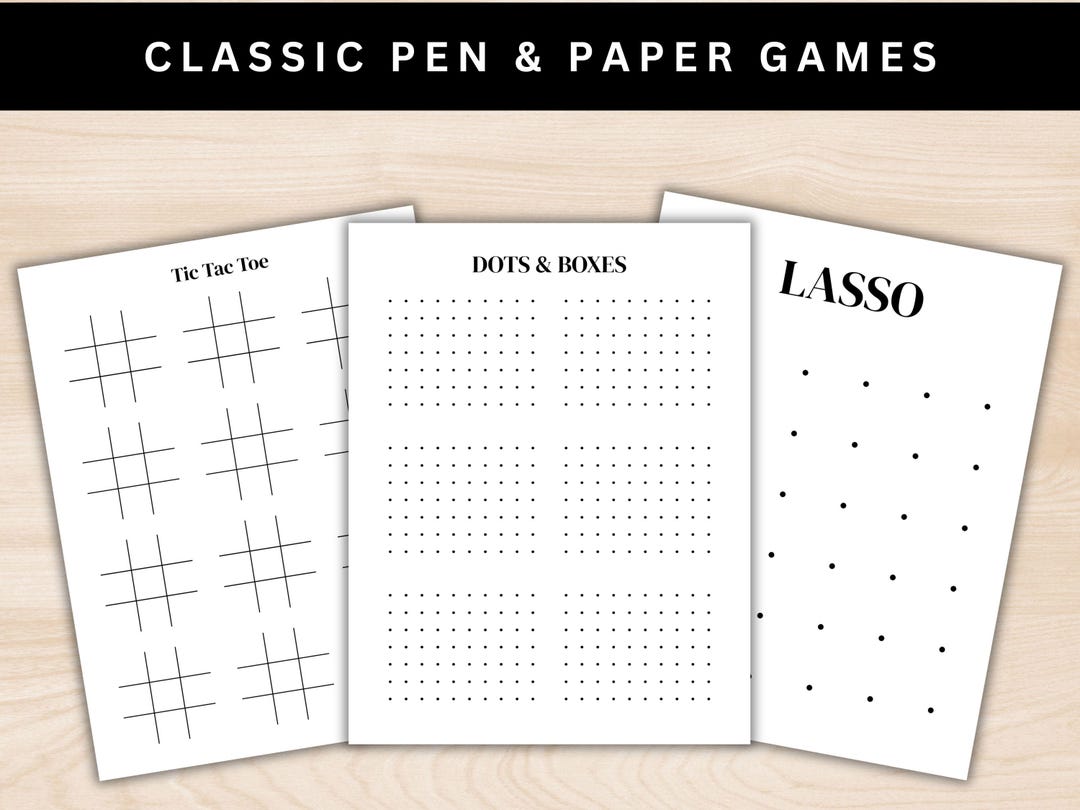 Classic Pen and Paper Games Bundle | Tic Tac Toe, Dots and Boxes ...