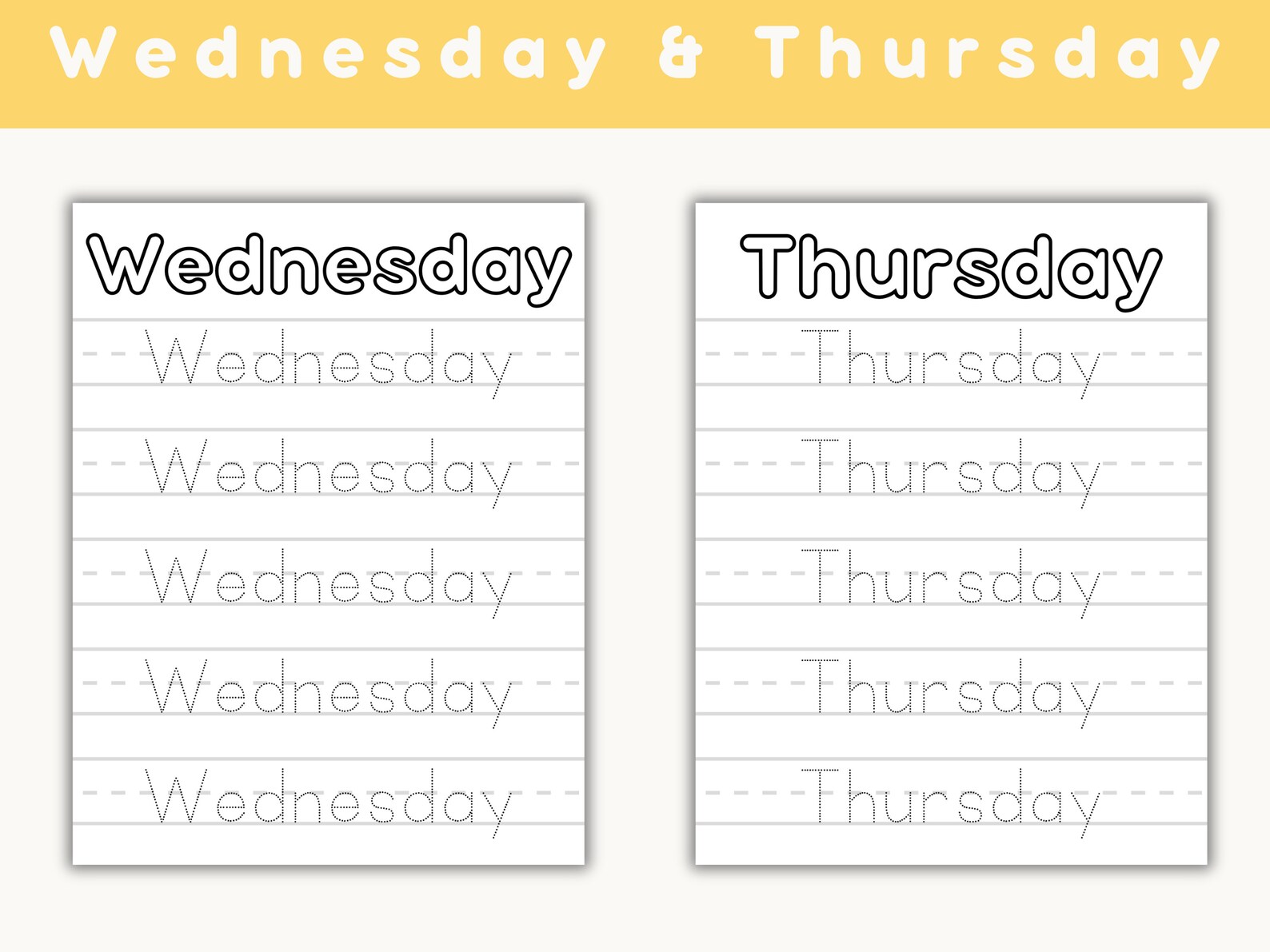 Days of the Week Tracing, Printable Kindergarten Worksheets, Monday ...