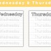Days of the Week Tracing, Printable Kindergarten Worksheets, Monday ...