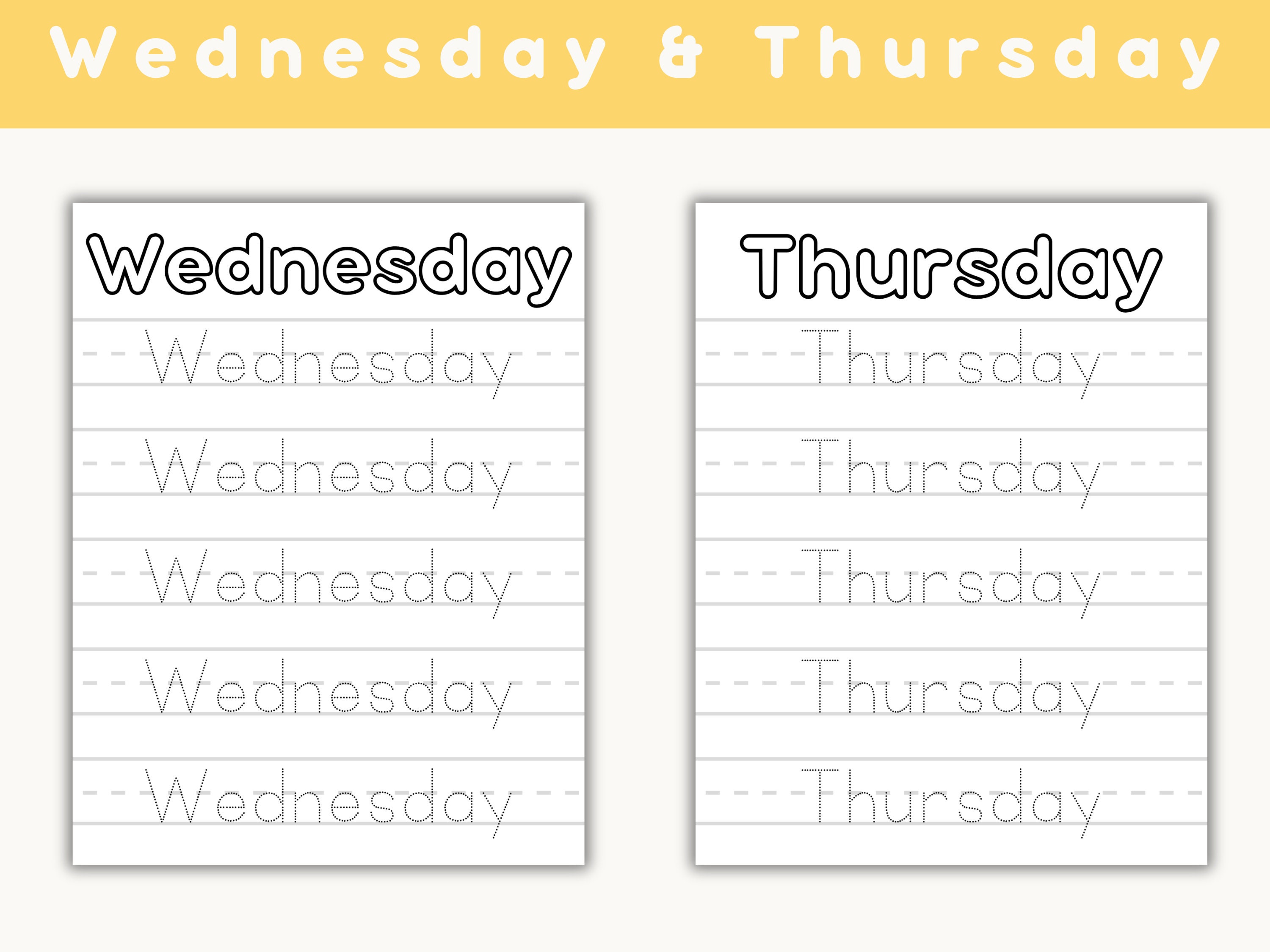 Days of the Week Tracing, Printable Kindergarten Worksheets, Monday ...