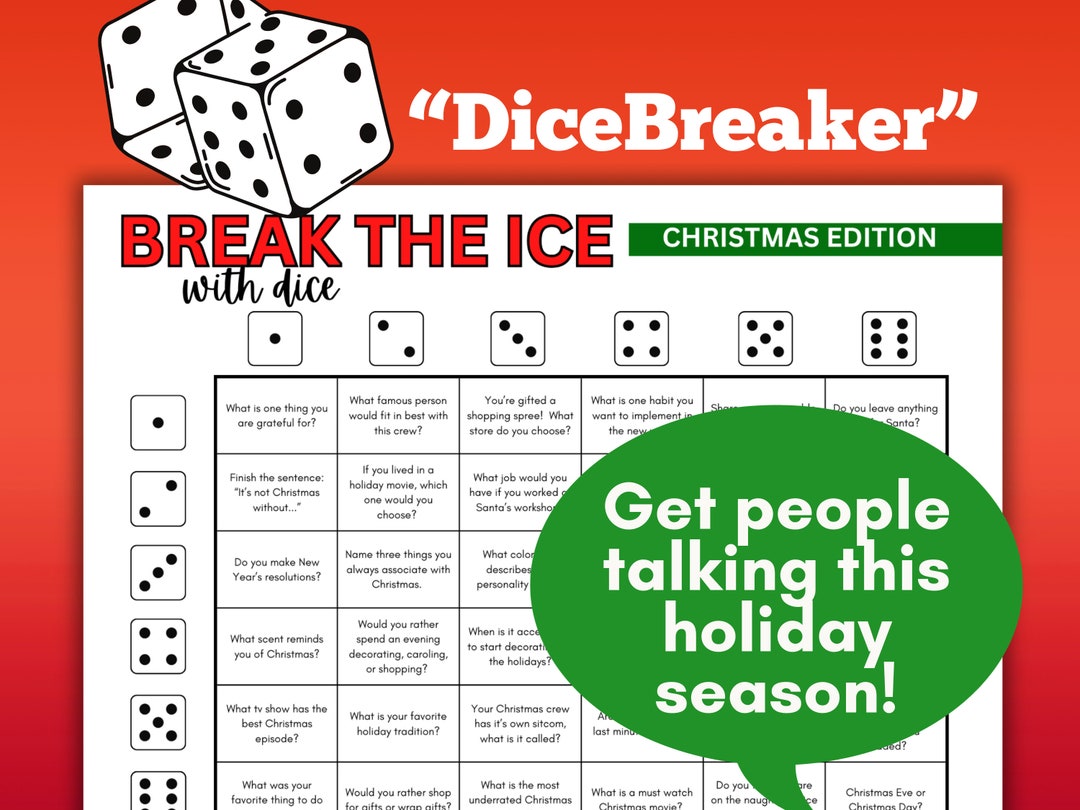 Christmas Dicebreaker Game: Holiday Icebreaker Questions (PDF Download ...