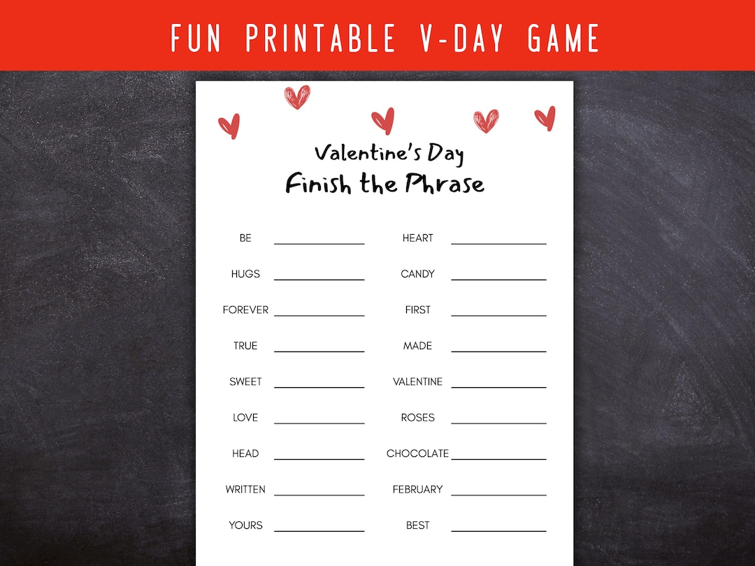 Valentine’s Day Finish the Phrase Game Printable | Valentine ...
