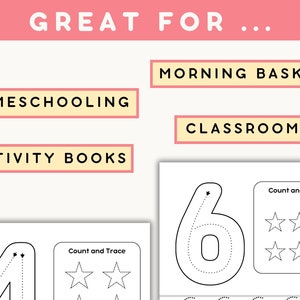 Trace and Count Worksheets, Printable Numbers 1-9 PDF, Teaching Numbers ...