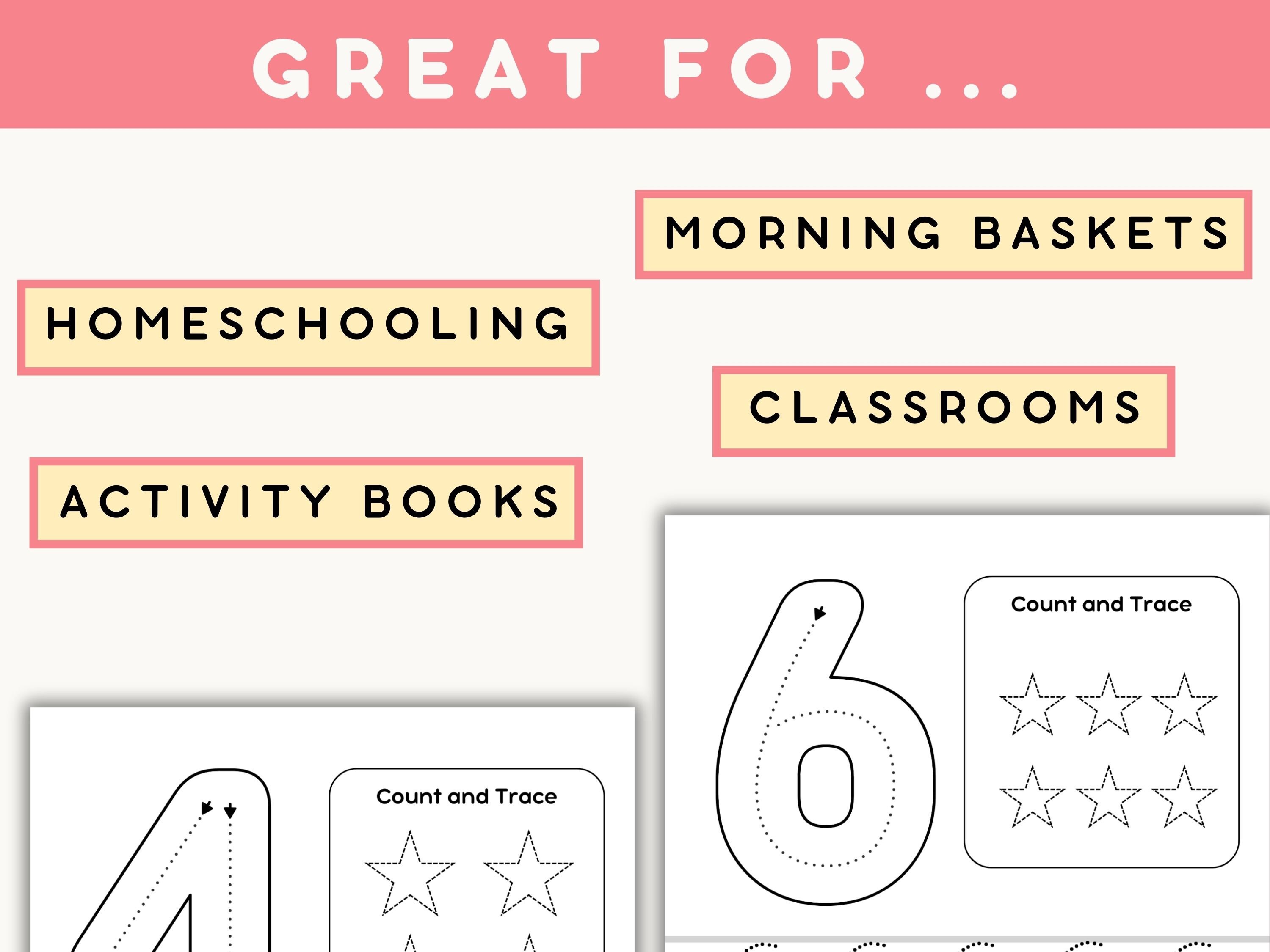 Trace and Count Worksheets, Printable Numbers 1-9 PDF, Teaching Numbers ...
