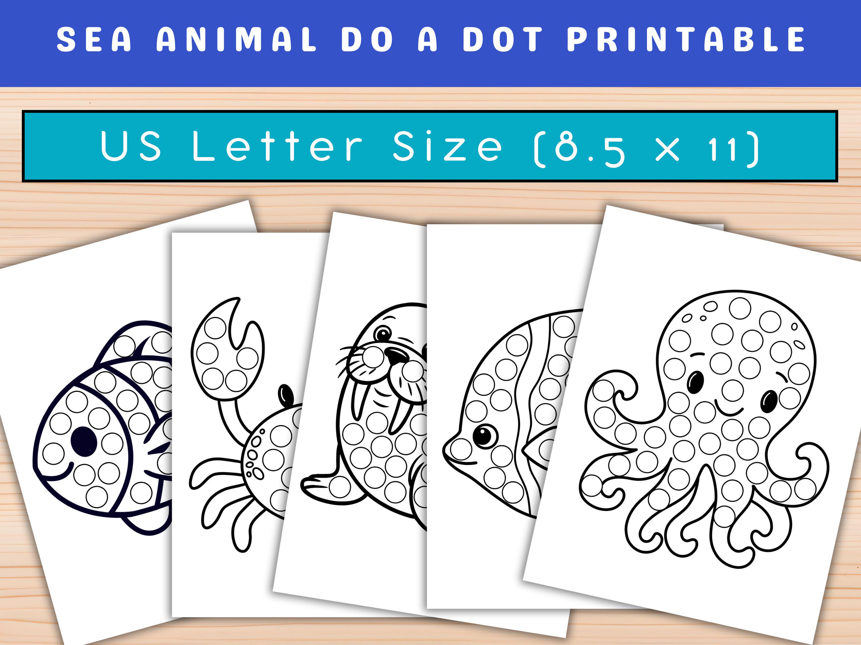 Ocean Animal Dot Marker Printables | Sea Toddler Do-a-dot Coloring ...