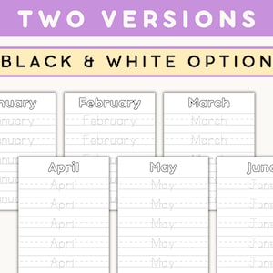 Months of the Year Worksheet for Kindergarten, Trace the 12 Months ...