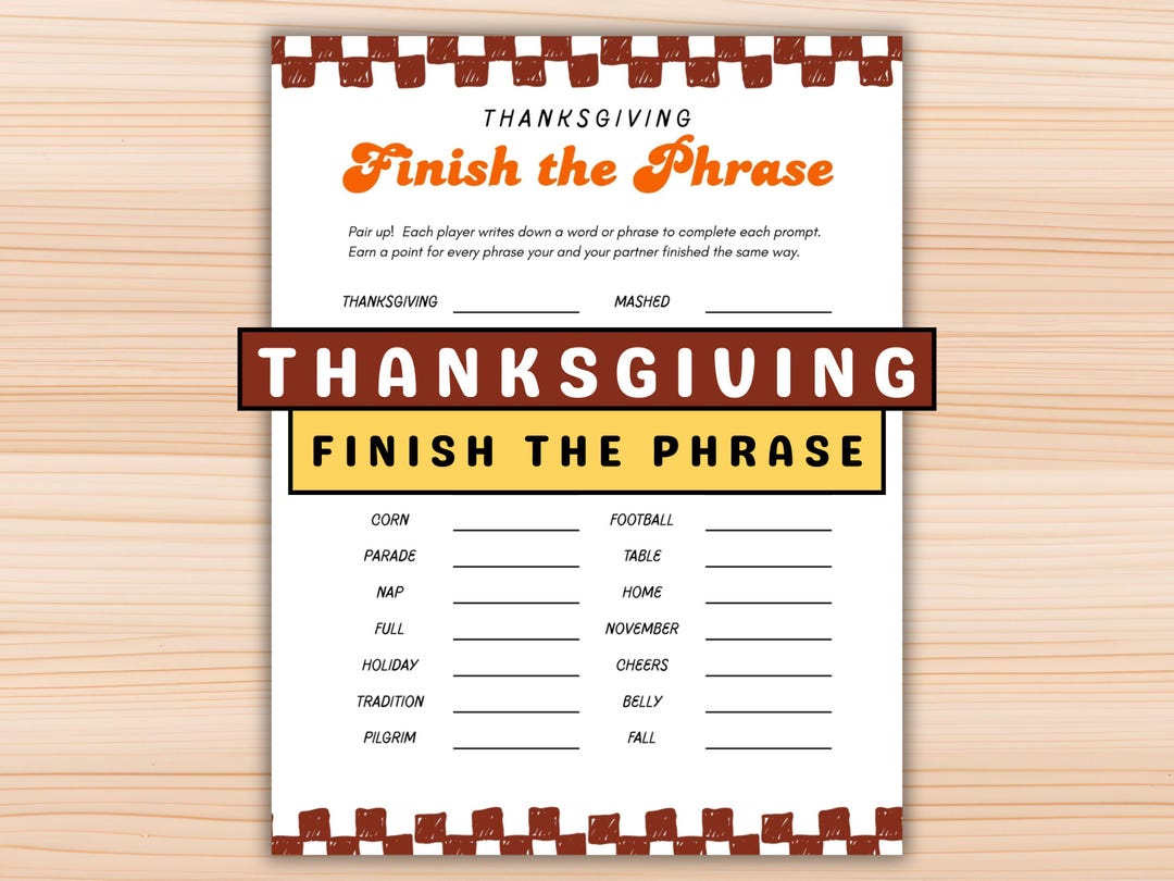 Thanksgiving Finish the Phrase Game | Match Your Partner | Funny ...