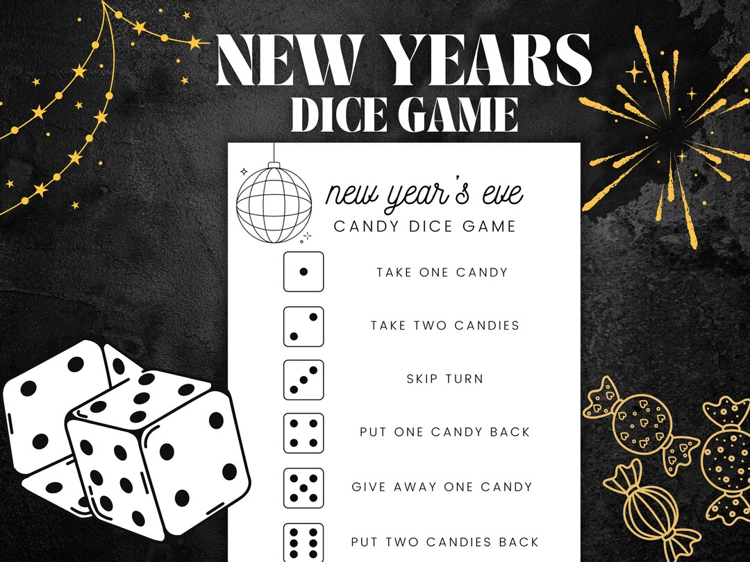 New Years Eve Candy Dice Game, Family Games for New Years Eve Party ...