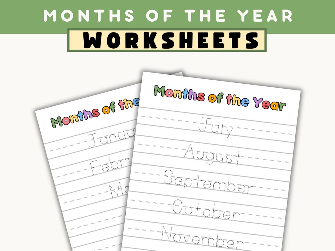 Preschool Months of the Year Worksheet, 12 Month Traceable Printable ...