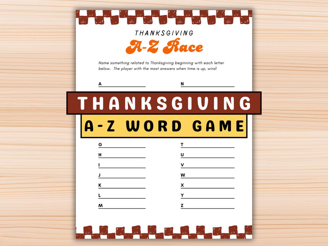Thanksgiving A-Z Race Game Printable | Friendsgiving Party Game for ...