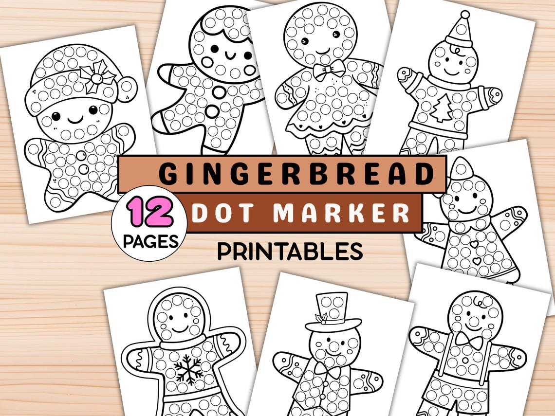 Gingerbread Dot Marker Printables | Christmas Do-a-dot Pages for Kids ...