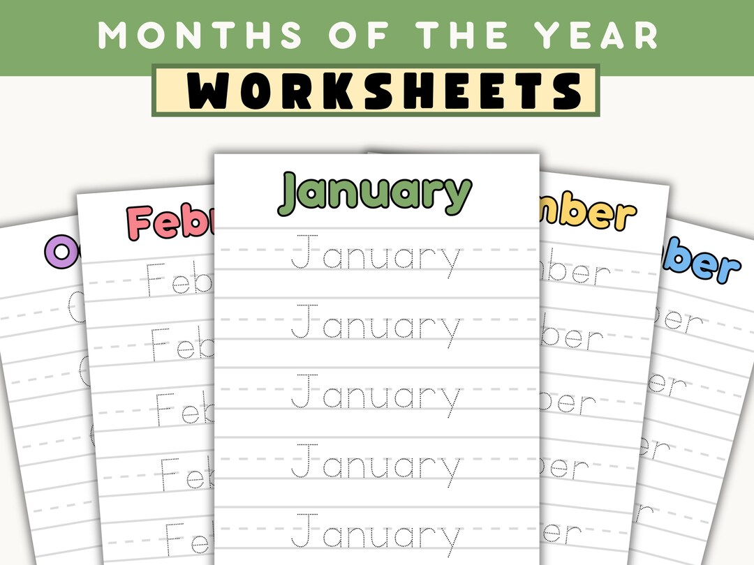 Months of the Year Worksheet for Kindergarten, Trace the 12 Months ...