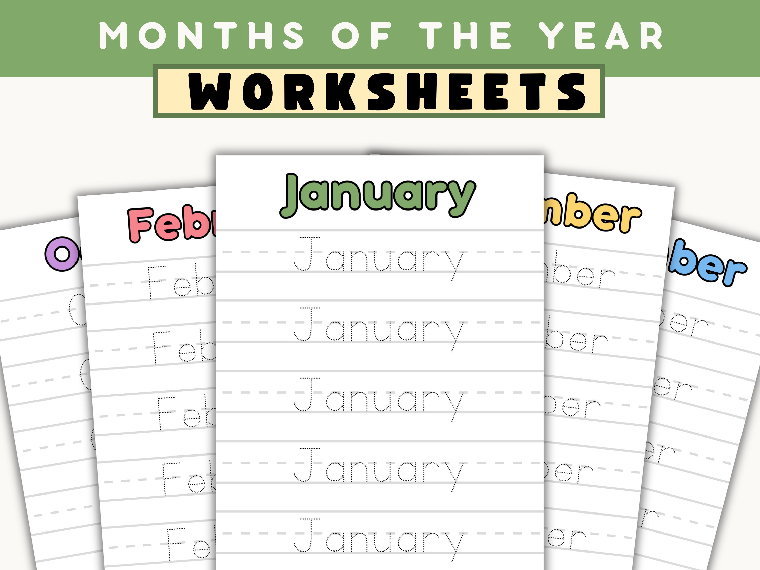 Months of the Year Worksheet for Kindergarten, Trace the 12 Months ...