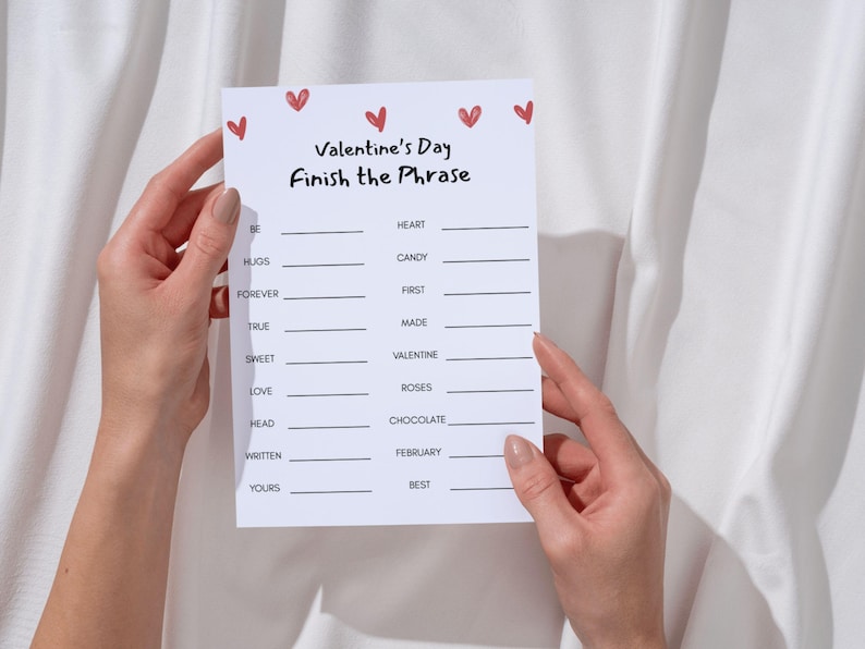 Valentine’s Day Finish the Phrase Game Printable | Valentine ...