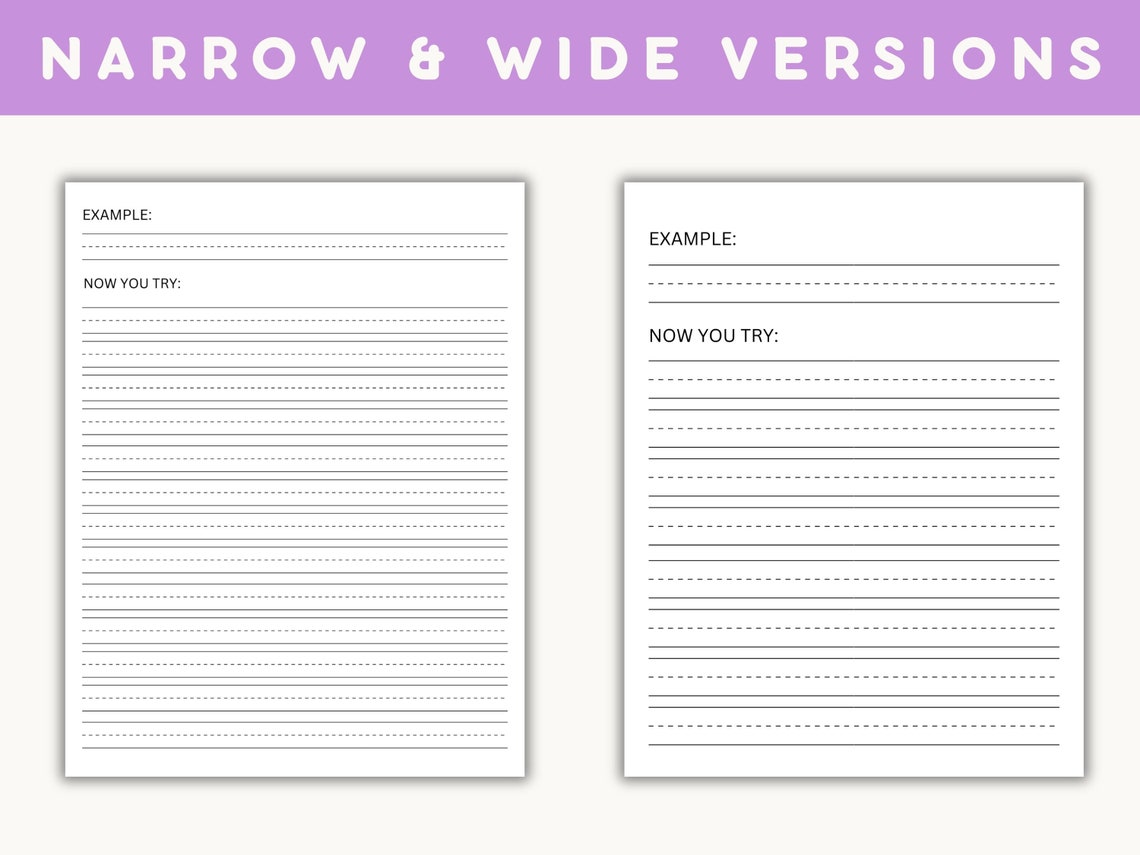 Printable Handwriting Paper, Writing Lines Template, Preschool Guided ...