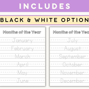 Preschool Months of the Year Worksheet, 12 Month Traceable Printable ...
