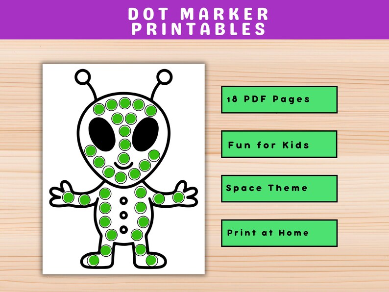 Space Dot Marker Printables for Kids – Space Do a Dot Pages, Preschool ...