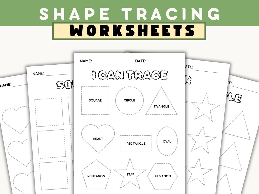 Shape Tracing Worksheets: Preschool Learning (PDF) - Etsy
