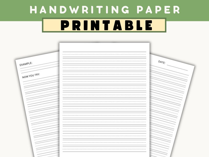 Printable Handwriting Paper, Writing Lines Template, Preschool Guided ...
