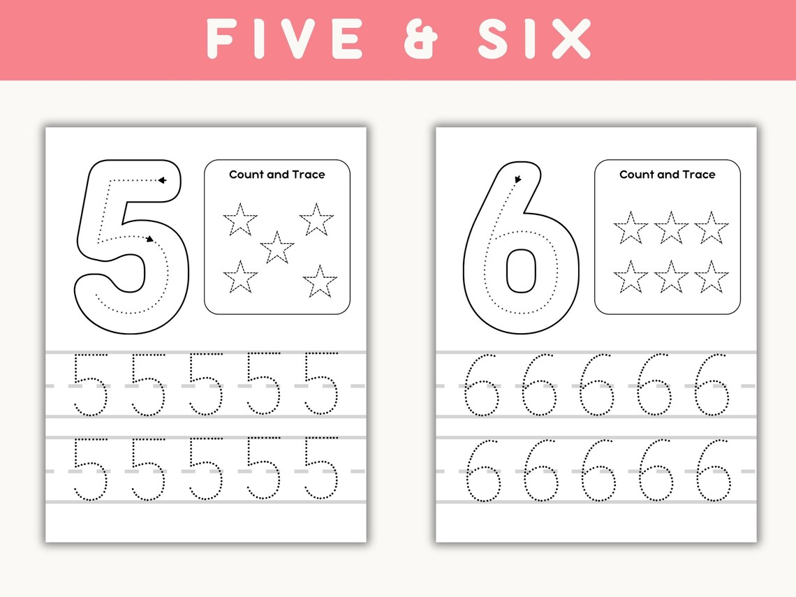 Trace and Count Worksheets, Printable Numbers 1-9 PDF, Teaching Numbers ...