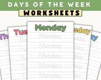 Days of the Week Tracing Worksheets | Handwriting Practice | Preschool ...