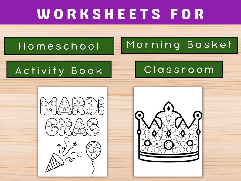 Mardi Gras Dot Marker Printables – 10 Page Do A Dot Activity Pack for ...