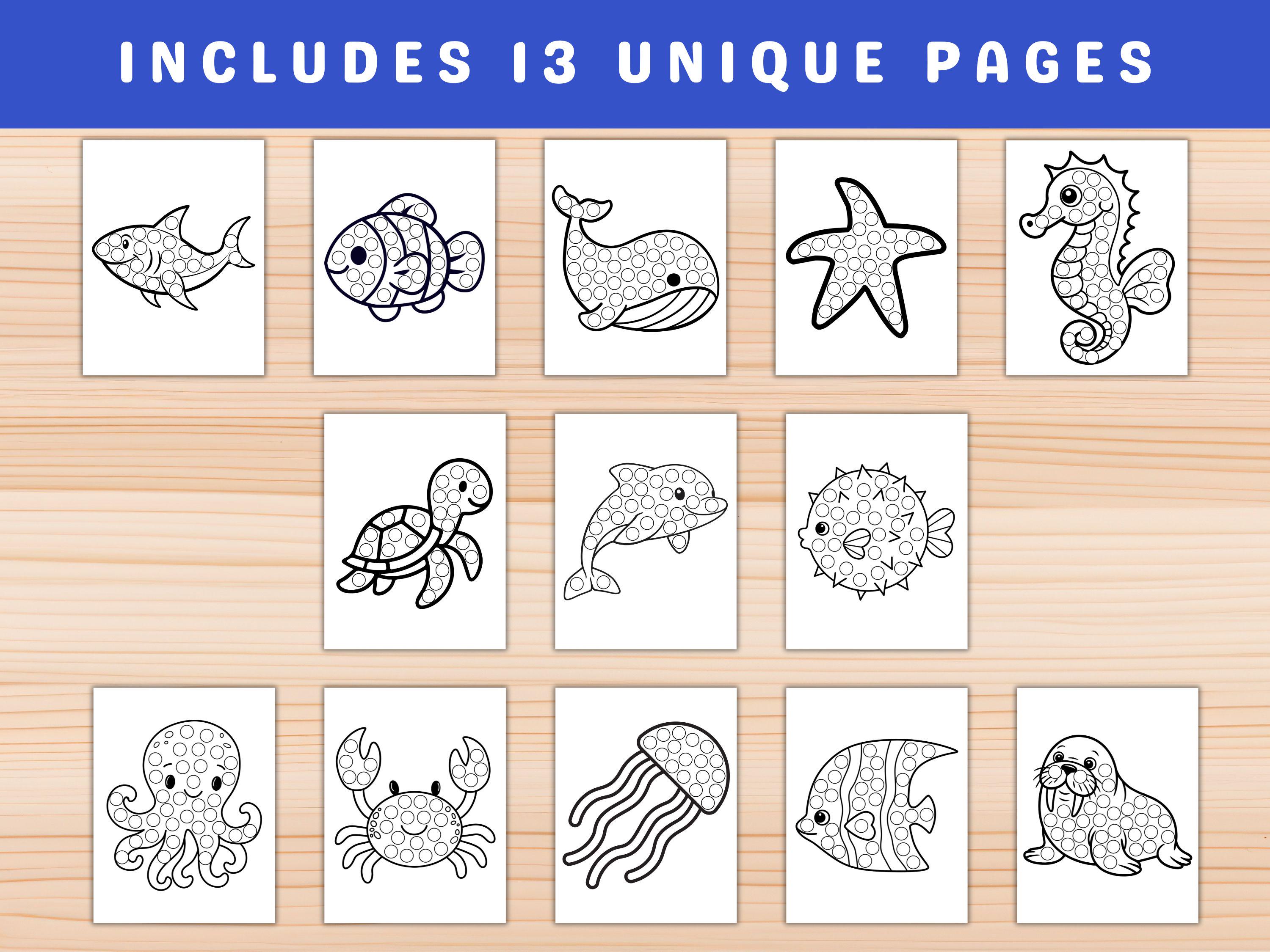Ocean Animal Dot Marker Printables | Sea Toddler Do-a-dot Coloring ...