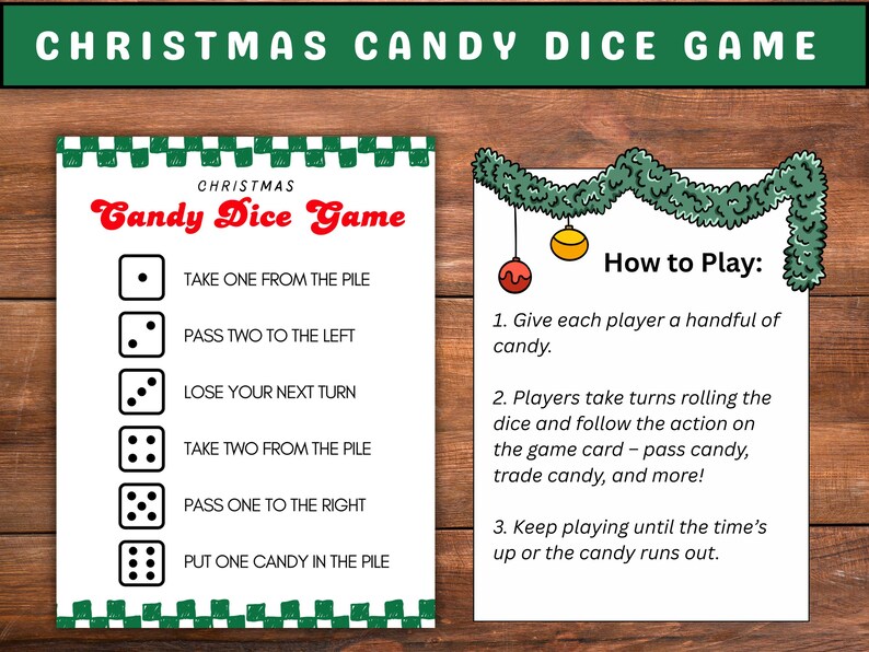 Christmas Candy Dice Game Printable – Fun Roll the Dice Christmas Game ...