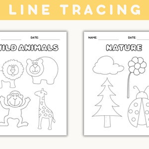 Preschool Tracing Worksheets: Animals, Shapes (PDF Printable) - Etsy