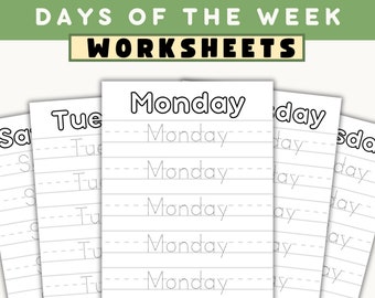 Days of the Week Tracing Worksheets | Handwriting Practice | Preschool ...