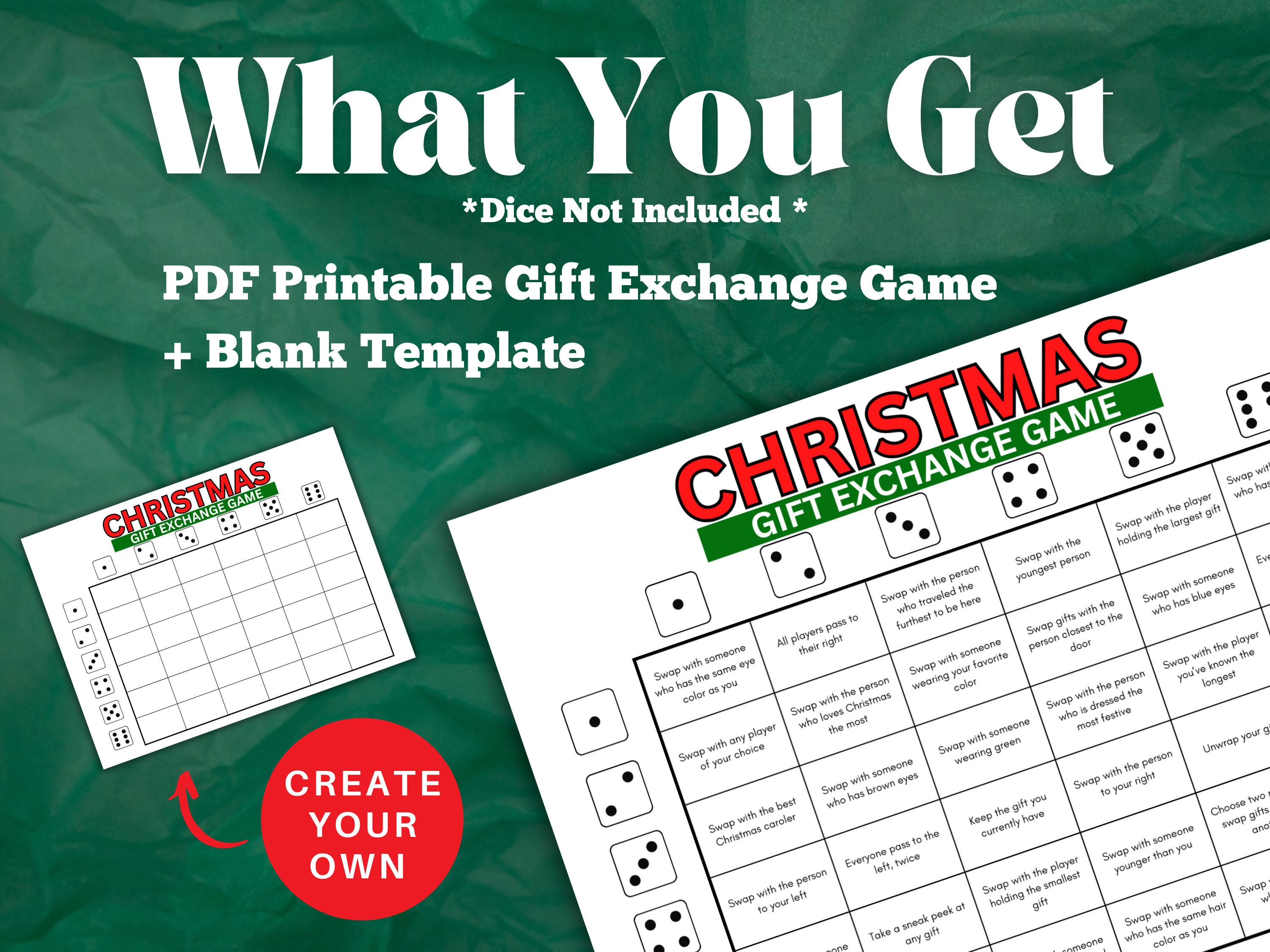 Christmas Gift Exchange Dice Game, Roll the Dice Gift Exchange, Pass ...