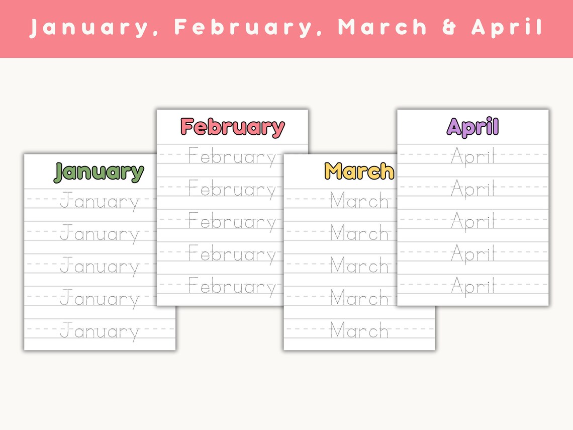 Months of the Year Worksheet for Kindergarten, Trace the 12 Months ...