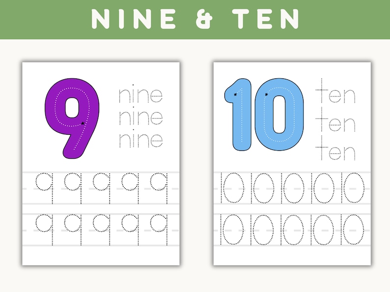 Number Tracing Worksheets, Numbers 1-10, Counting Practice Sheets - Etsy