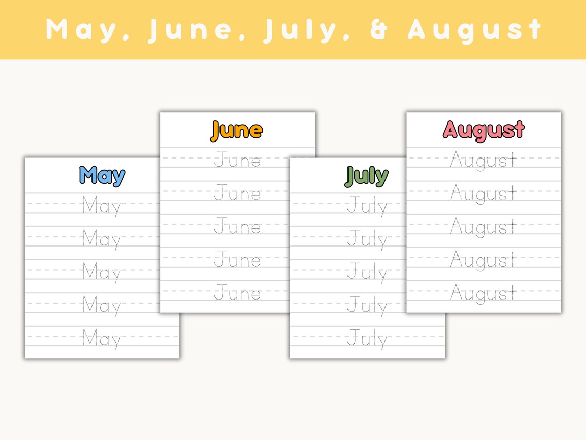 Months of the Year Worksheet for Kindergarten, Trace the 12 Months ...