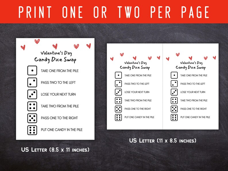 Valentine’s Day Candy Dice Game Printable | Fun Valentine & Galentine ...