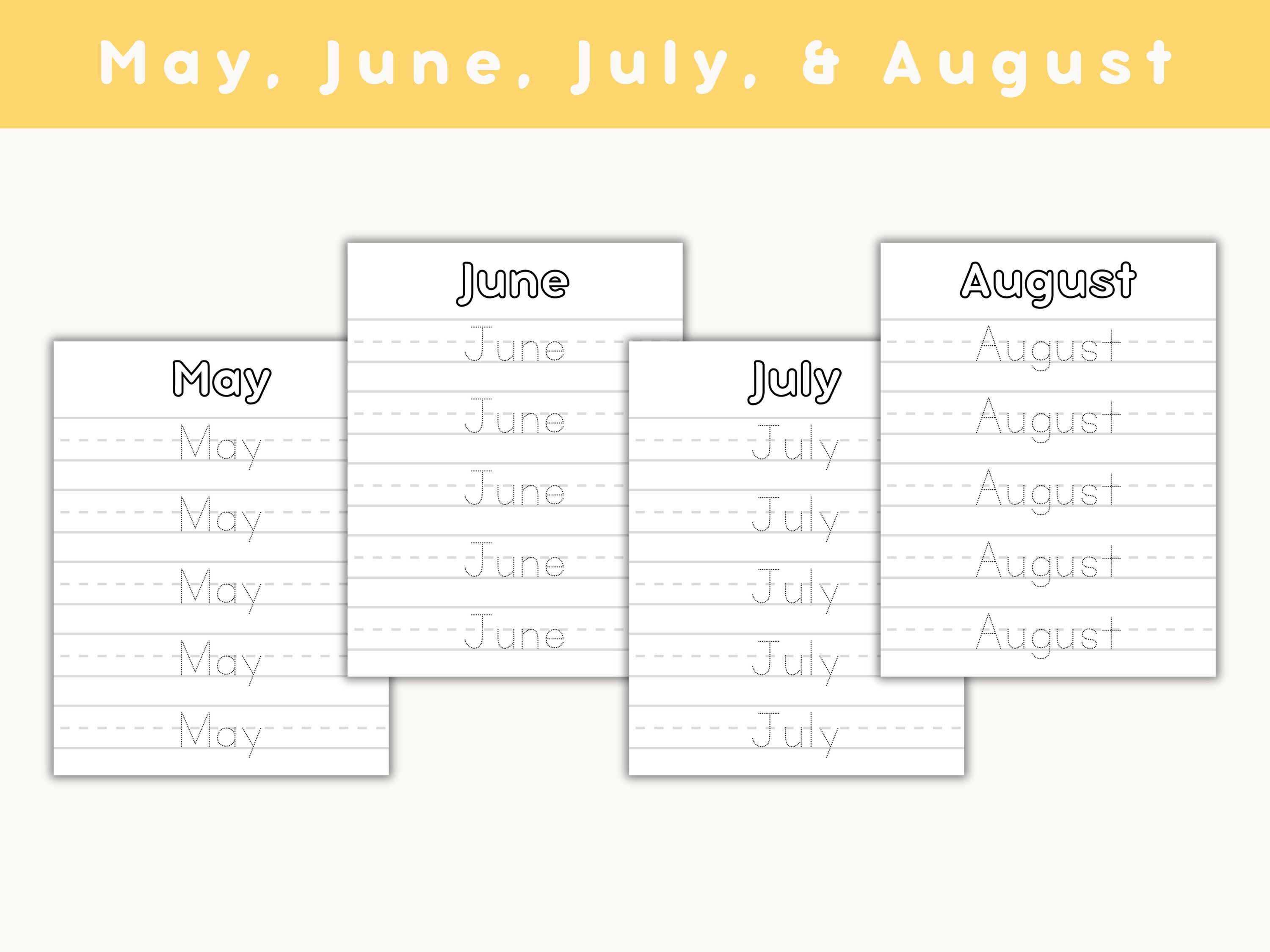 Months of the Year Worksheets, Printable Tracing Worksheet, Guided ...