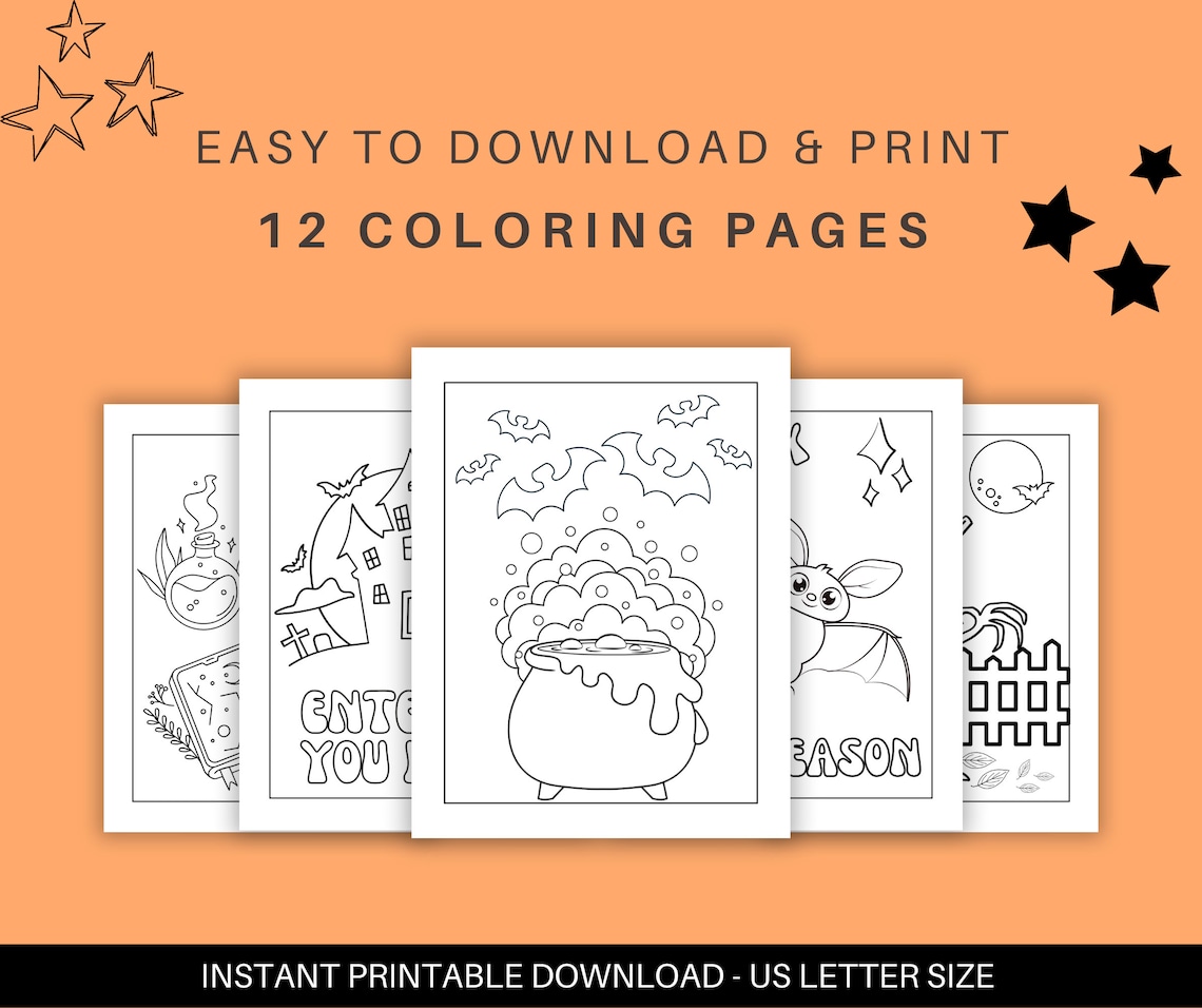 Not Scary Halloween Coloring Pages: Kids Printable Activity (PDF) - Etsy