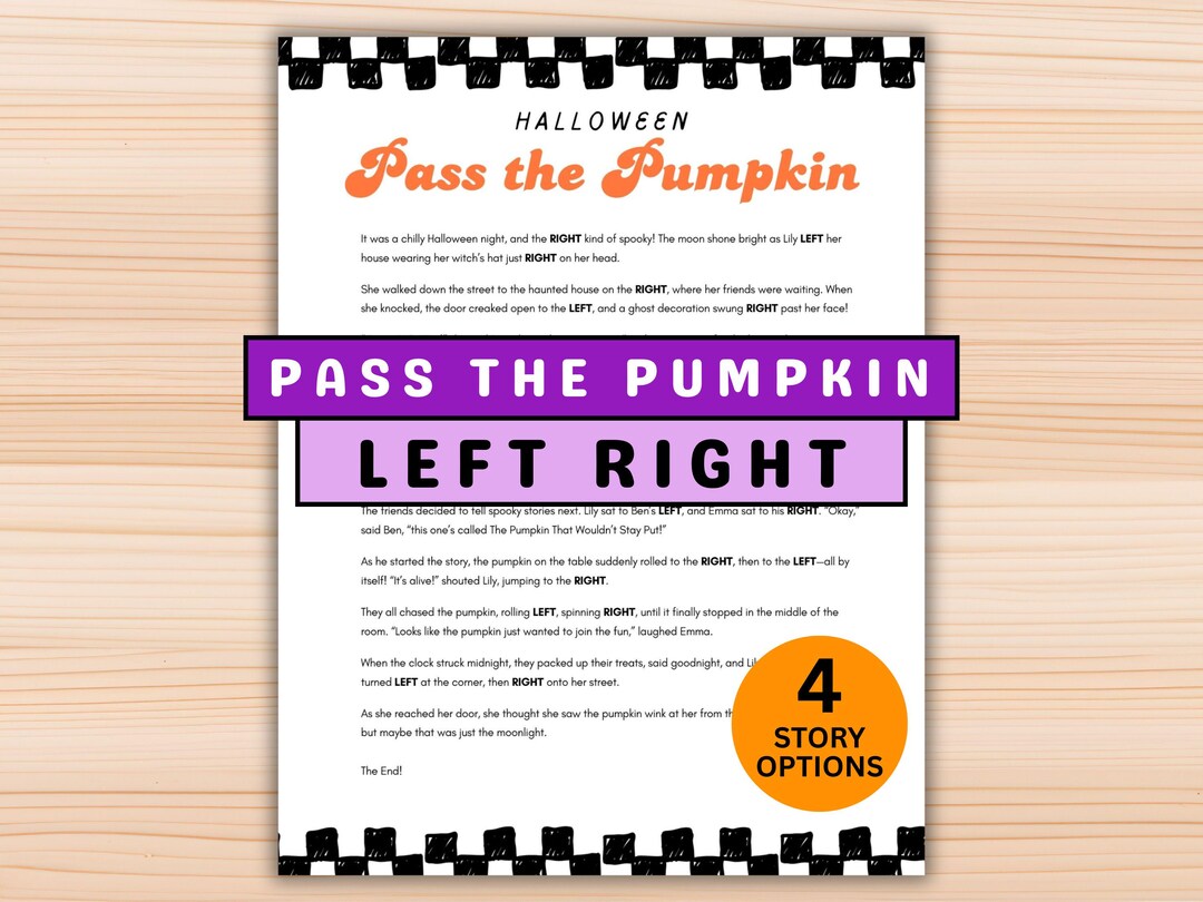 Pass the Pumpkin Game – Printable Halloween Left Right Game, 4 ...
