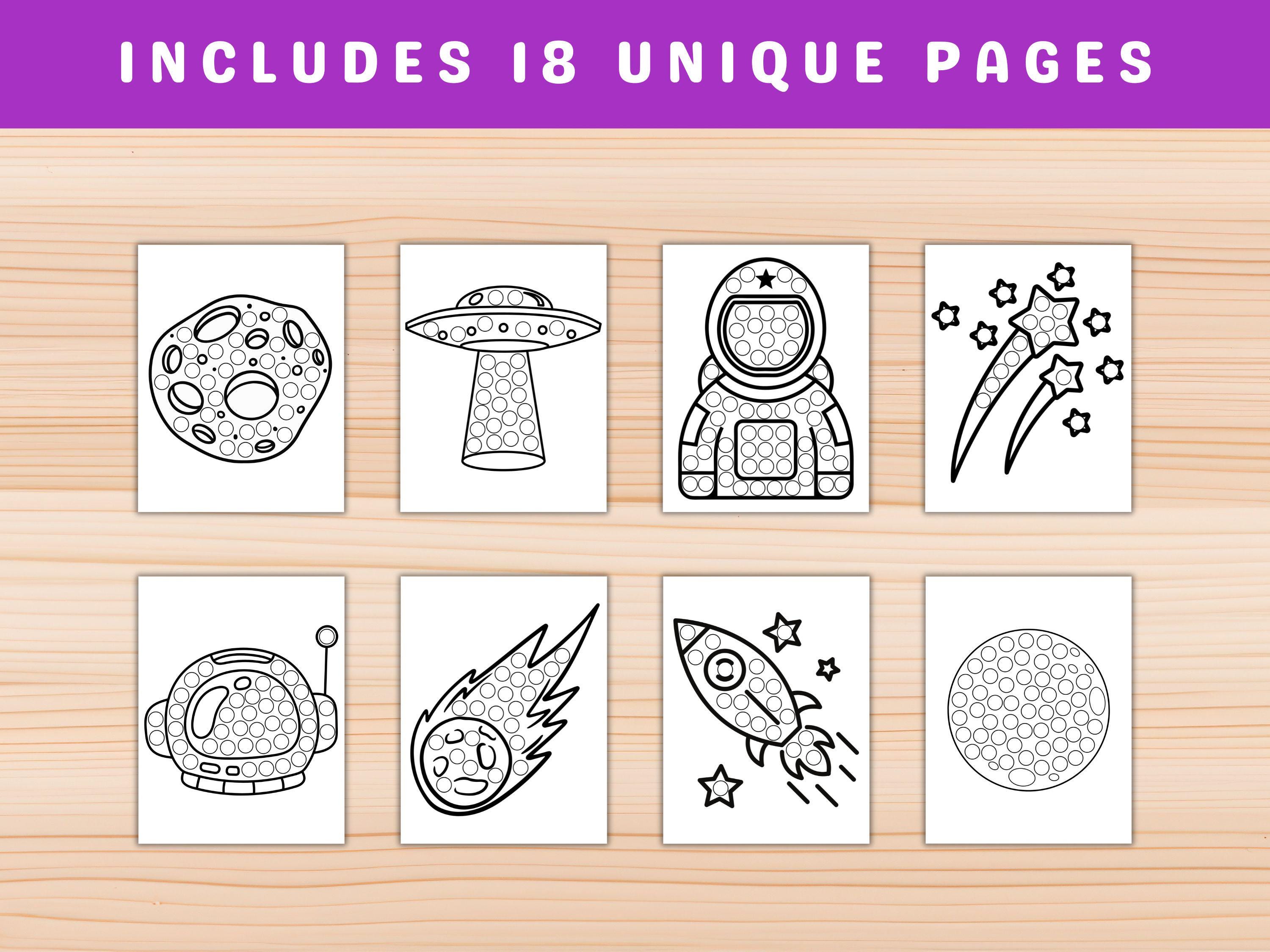 Space Dot Marker Printables for Kids – Space Do a Dot Pages, Preschool ...