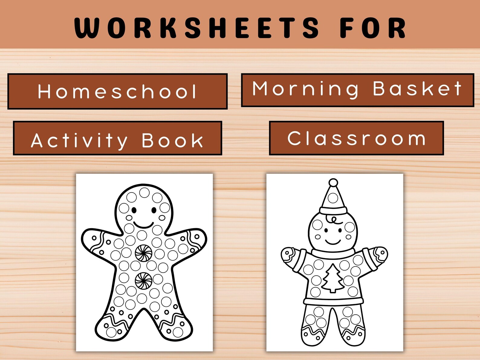 Gingerbread Dot Marker Printables | Christmas Do-a-dot Pages for Kids ...