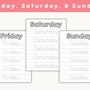 Days of the Week Tracing, Printable Kindergarten Worksheets, Monday ...