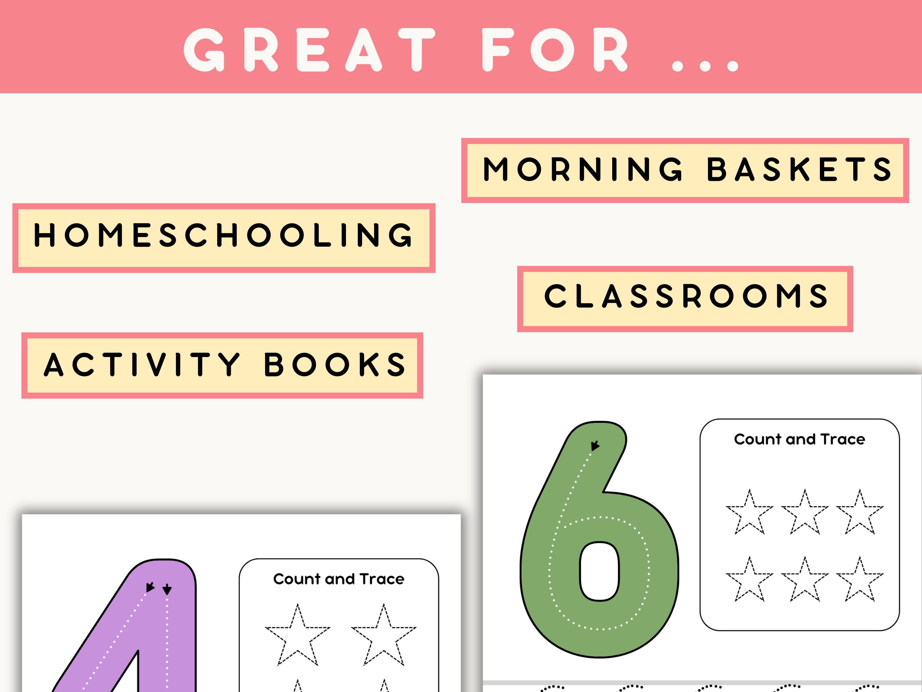 Counting Tracing Worksheets, Numbers 1-9 Printable, Count and Draw - Etsy