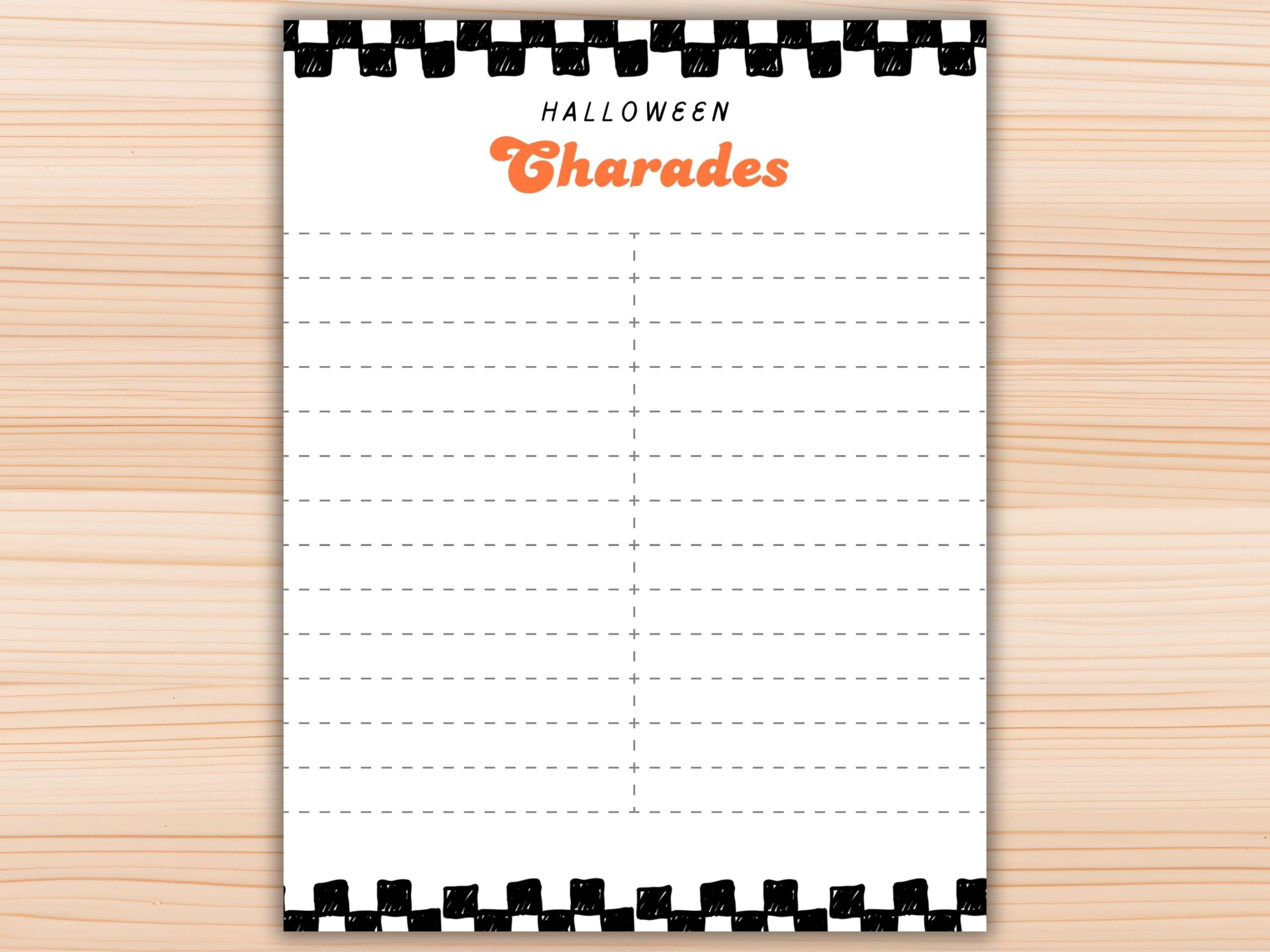 Printable Halloween Charades Game | Fun Halloween Party Game for Kids ...
